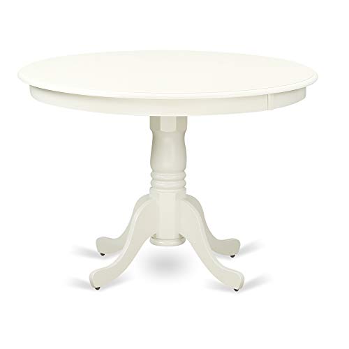 East West Furniture HLBO5-LWH-LC 5-Piece Room Set Included a Round Modern Table and 4 Dining, Faux Leather Kitchen Chairs Seat & X-back