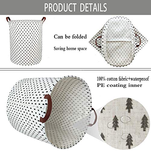 BOOHIT Storage Baskets,Canvas Fabric Laundry Hamper-Collapsible Storage Bin with Handles,Toy Organizer Bin for Kid's Room,Office,Nursery Hamper, Home Decor (Tree)