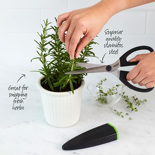 Wiltshire Staysharp Scissors, Kitchen Scissors with Built-in Sharpener, Sharp at All Times, Slim Design Scabbard, Pull-Apart, Soft Touch Handles for Easy Cleaning, Black, 10-Year Guarantee
