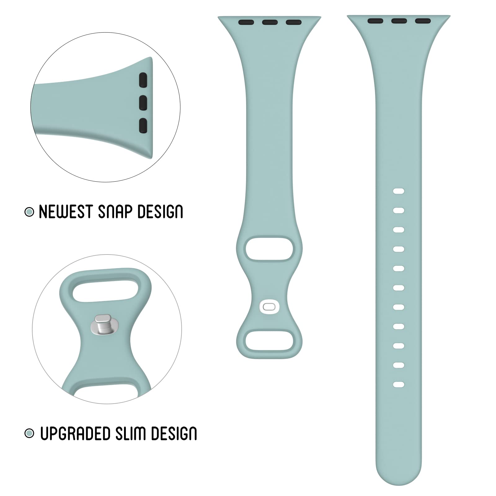 5 PACK Slim Band Compatible with Apple Watch Band 38mm 40mm 41mm 42mm 44mm 45mm for Women Men, Thin Narrow Soft Silicone Replacement Strap Band for iwatch SESeries 7654321