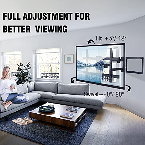 FORGING MOUNT Long Extension TV Mount Corner Wall Mount TV Bracket Full Motion with 30 inch Long Arm for Corner/Flat Installation fits 37 to 75" Flat/Curve TVs, VESA 600x400mm Holds up to 99lbs