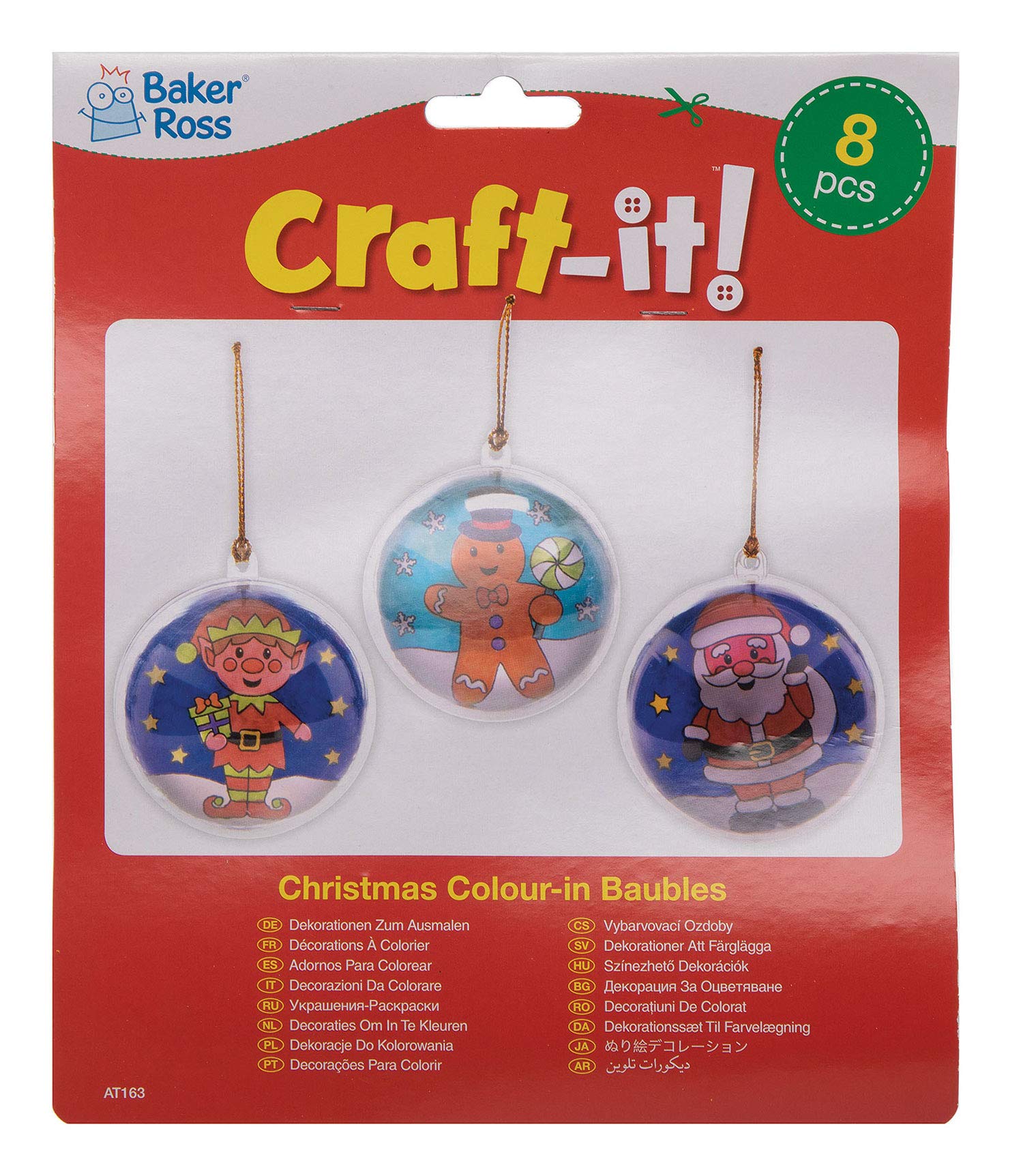 Baker Ross AT163 Christmas Colour in Baubles, Festive Arts and Crafts (Pack of 8), Assorted