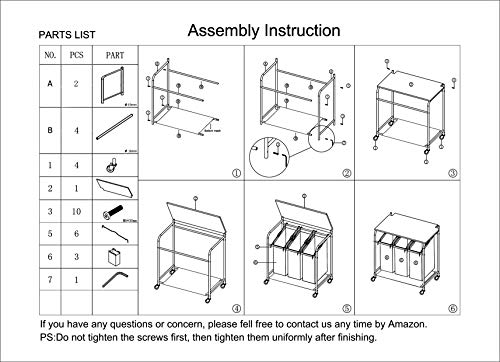 JINAMART 3 Section Laundry Sorter with Ironing board, Rolling Laundry Hamper cart, Removable Bag Sorter Basket with 4 side pockets, Laundry Organization Bins for Bedroom & Bathroom (Black)