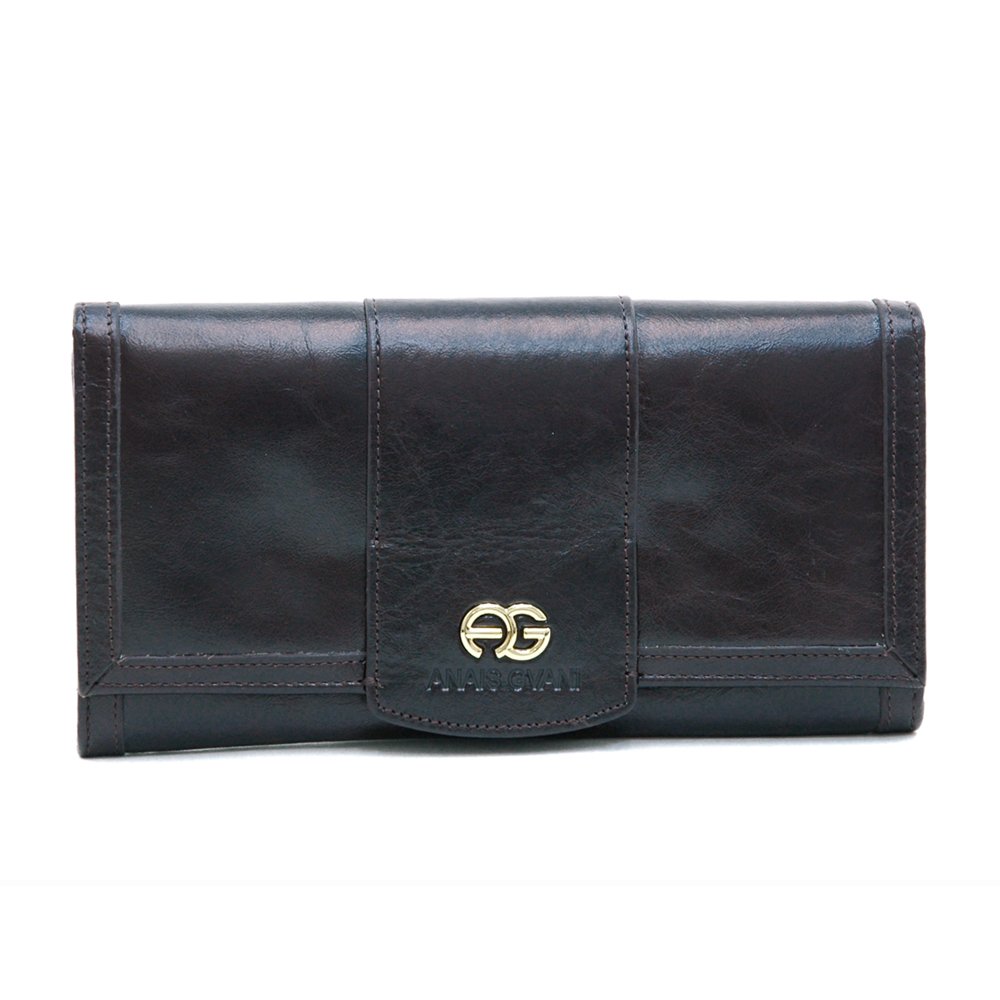 Anais Gvani By Dasein Women Genuine Italian Leather Checkbook Wallet Purse Card Case (881E Coffee)
