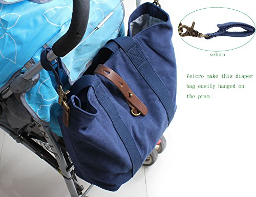 Diaper Tote Bag Mom Shoulder Bag Baby Canvas Nappy Bag For Boys And Girls M02 (blue)