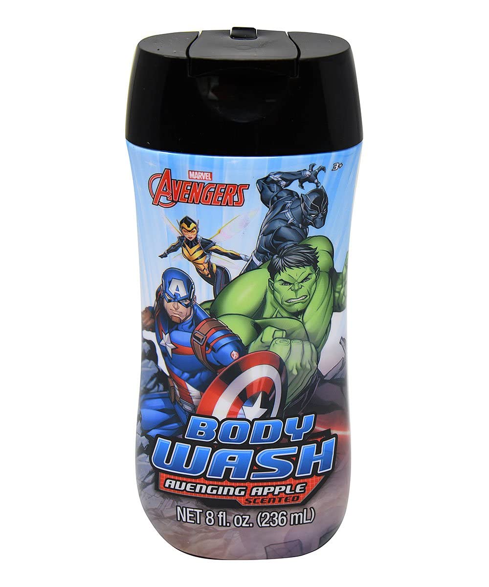 Marvel Avengers Bathroom Bundle ~ 5 Pc Avengers Bath Accessories Set Including Body Wash, Tote Bag, Toothbrush, Stickers, and More! (Avengers Bathroom Decor)