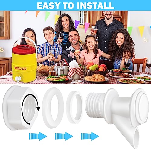 3Pcs Push Button Water Spigot Cooler Spigot Replacement, Reusable Water Spigot Compatible with Igloo 2, 3, 5, and 10 Gallon Water Cooler, Durable Spigot for 5 Gallon Bucket (White)