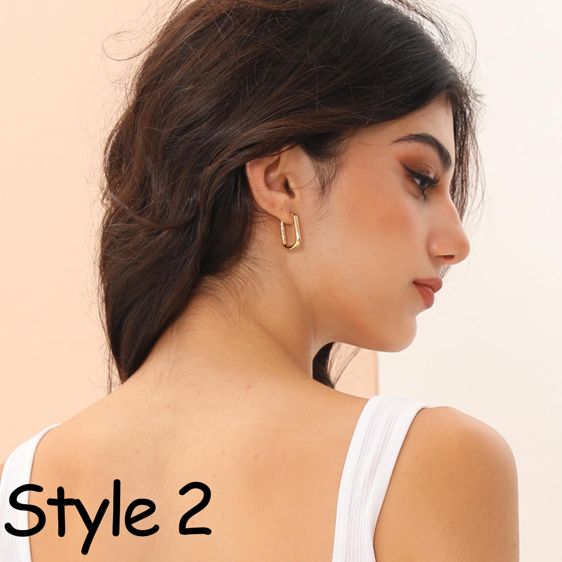 3 Pairs Gold Square Hoop Earrings for Women, 14K Real Gold Plated Lightweight Rectangular Earrings for Gifts (Square)
