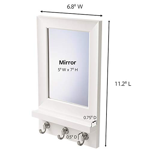 Command Mirror Organizer, Quartz, 1-Organizer with Key Hooks, 8-Medium Strips (HOM24MQ-ES), Great for dorm decor