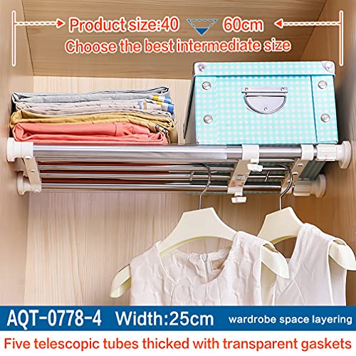 Hershii Closet Tension Shelf & Rod Expandable Metal Storage Rack Adjustable Organizer DIY Divider Separator for Cabinet Wardrobe Cupboard Kitchen Bathroom,15.74-23.62inches, 1 pcs