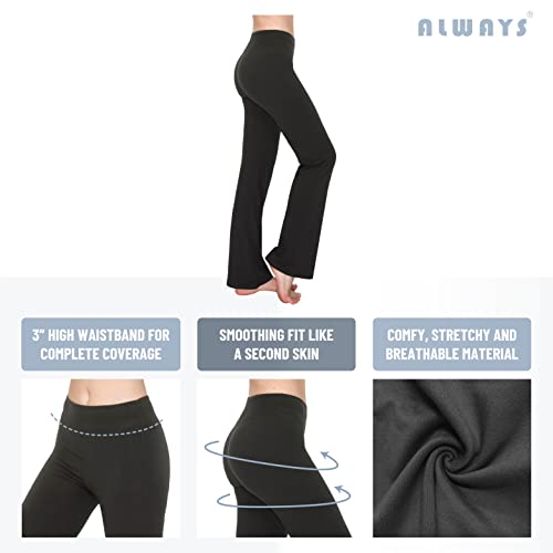ALWAYS High Waist Flare Pants - Buttery Soft Bootcut Leggings Palazzo Black and White Plaid 2942 XL