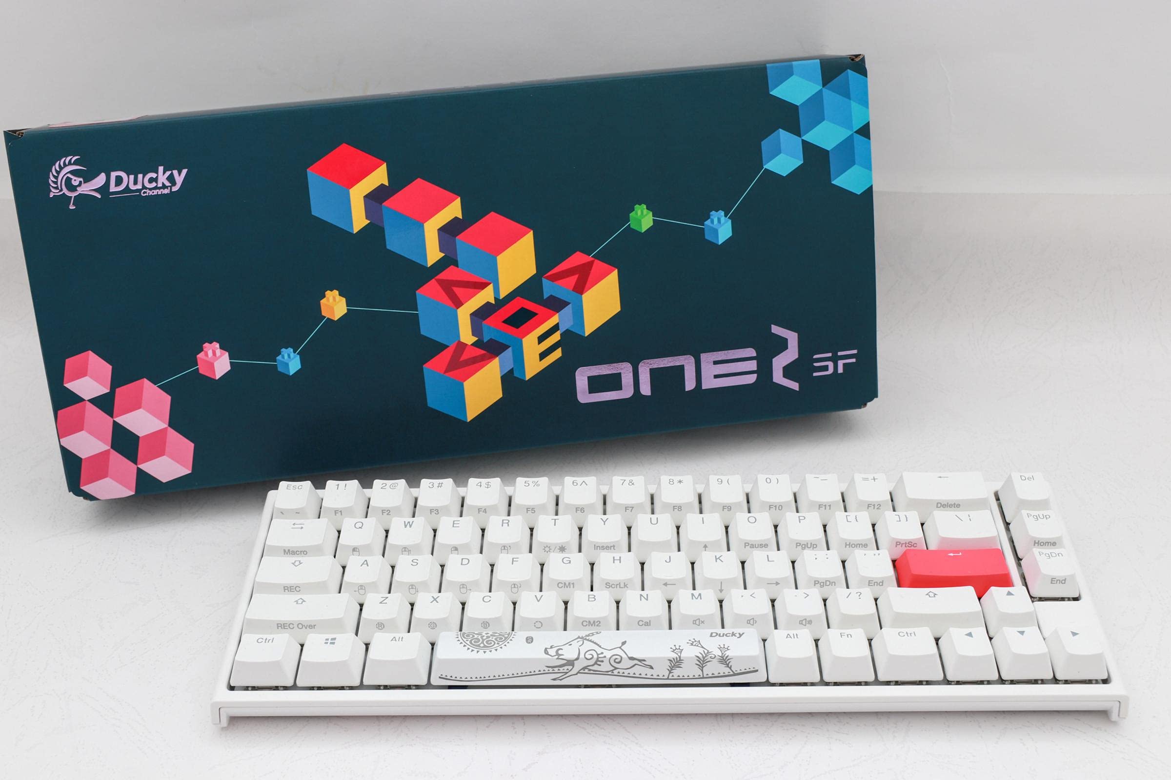 Ducky One 2 SF RGB Pure White RGB LED 65% Double Shot PBT Mechanical Keyboard (Cherry MX Silent Red)