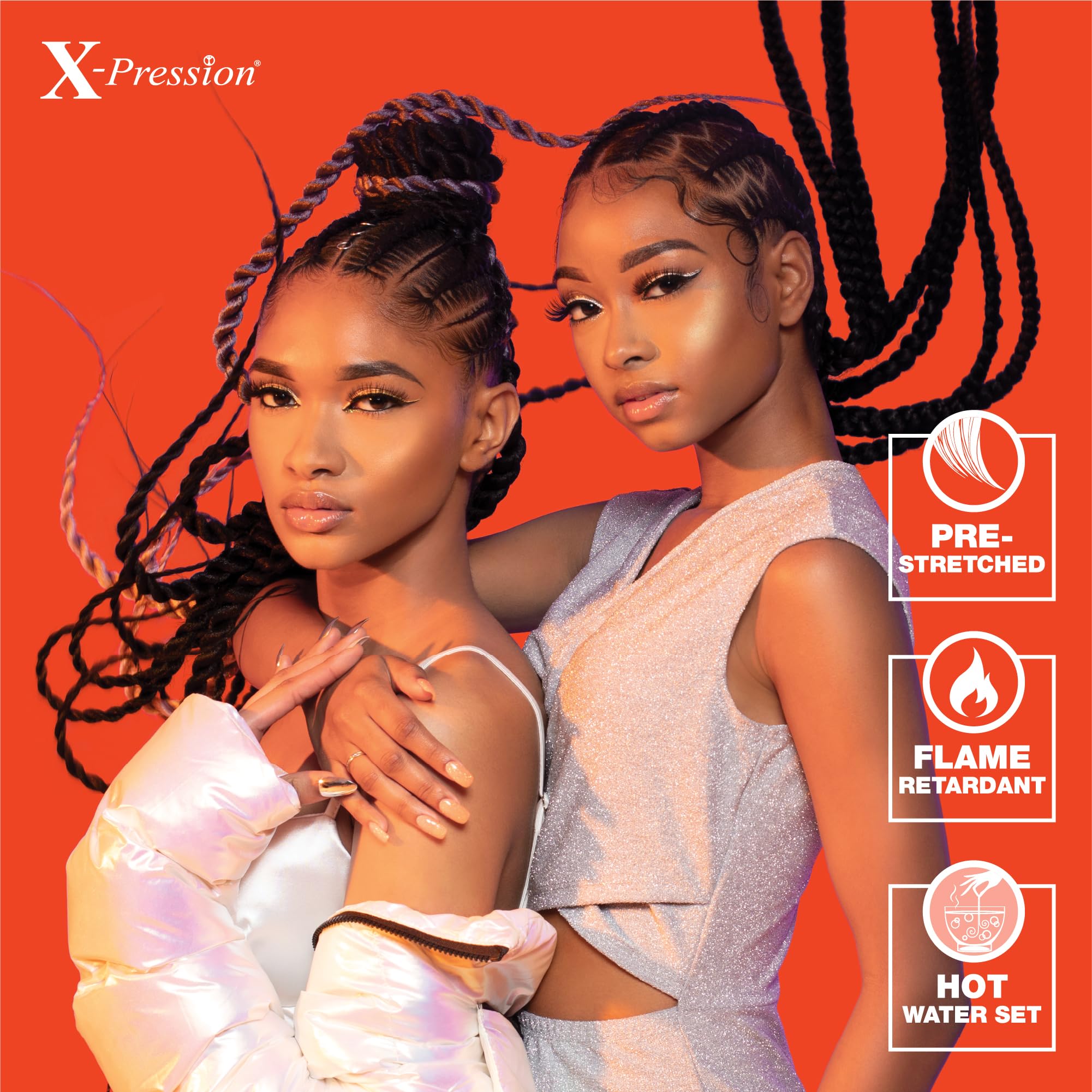 Sensationnel X-pression prestretched braiding hair - 3x braid 58 inch all kanekalon flame retardant synthetic braid for box braids and twists (1 pack, 2 DARKBROWN)
