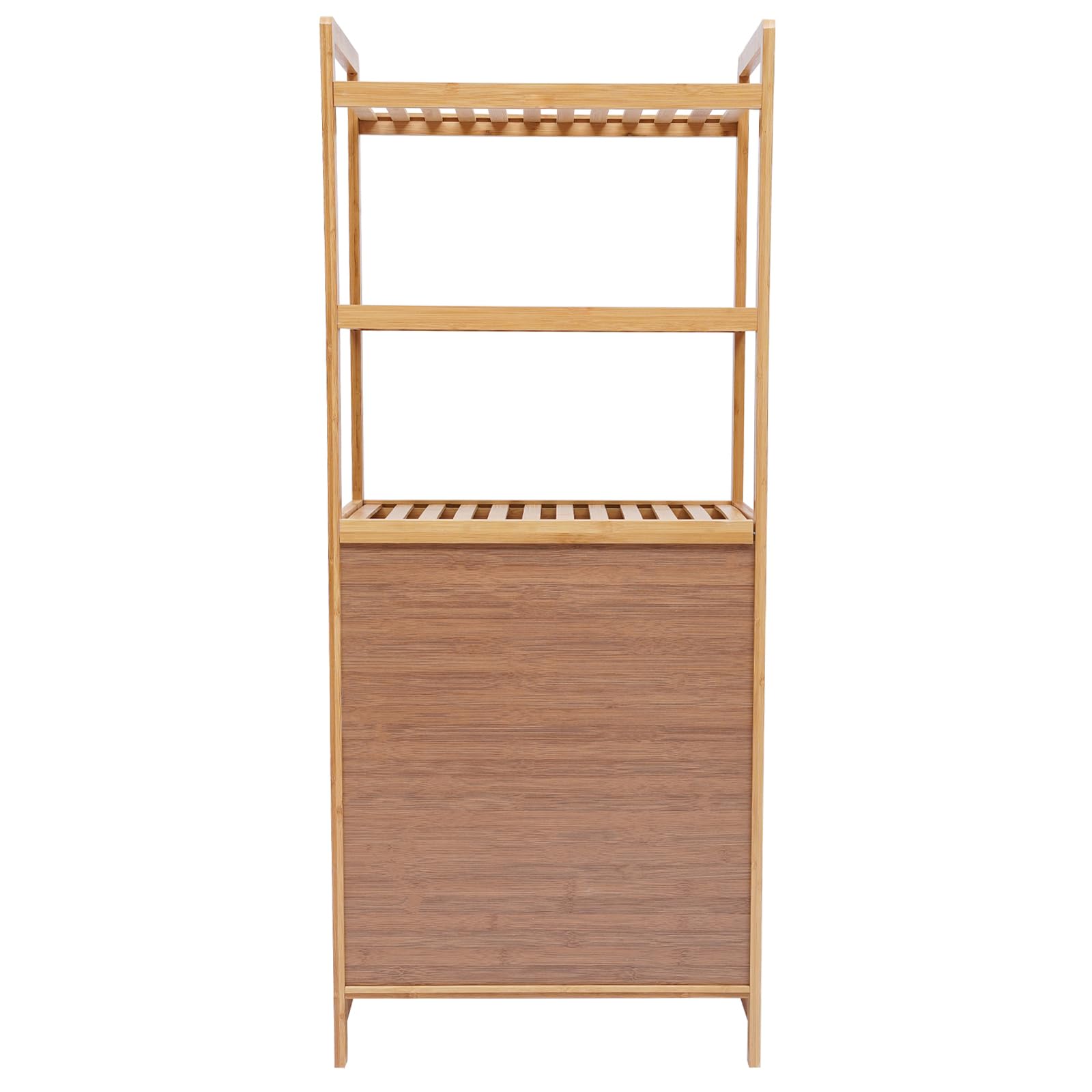4-Tier Laundry Hamper with Shelf, Tilt Out Laundry Hamper and 3-Tier Storage Shelves 46.9" Bamboo Pull-Out Laundry Hamper with 3 Tier Shelves & Tilt Out Basket for Laundry Room, Bathroom, Bedroom