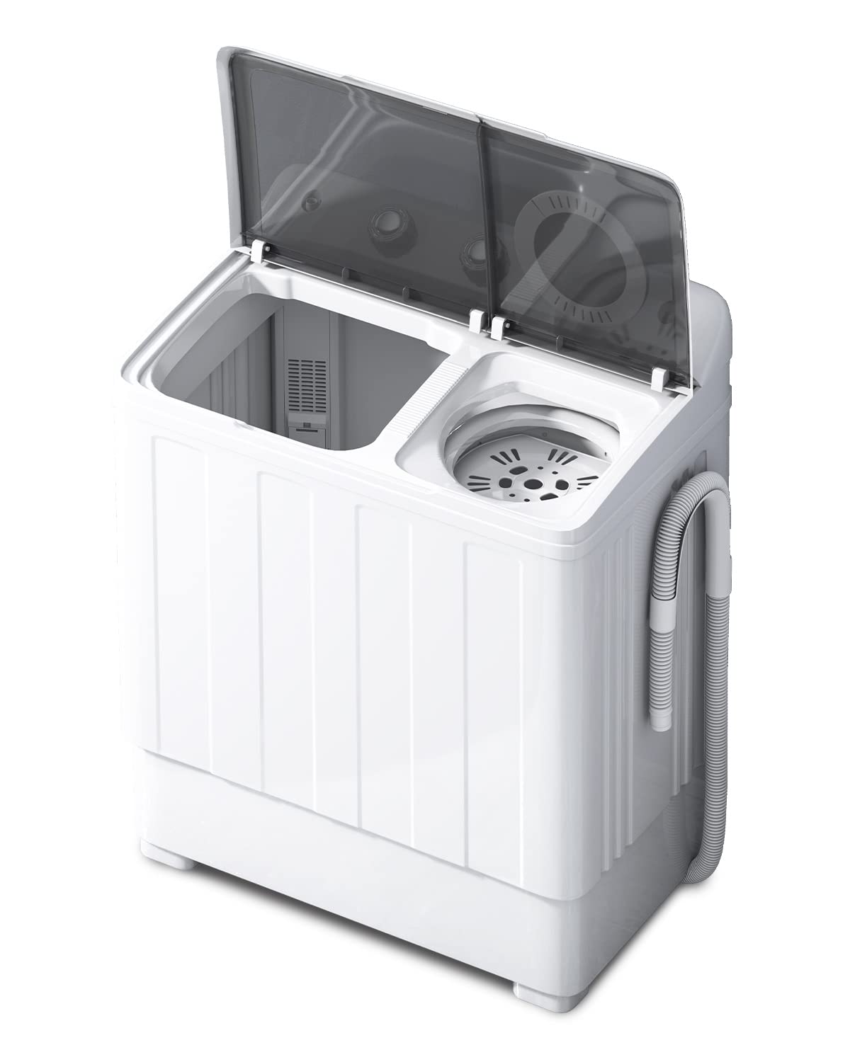 28lbs Portable Washing Machine with Drain Pump, Laundry Compact Washer Machine, Twin Tub Washing Machine, Washer and Spiner Machine for Dorms, Apartments, RVs (Grey)
