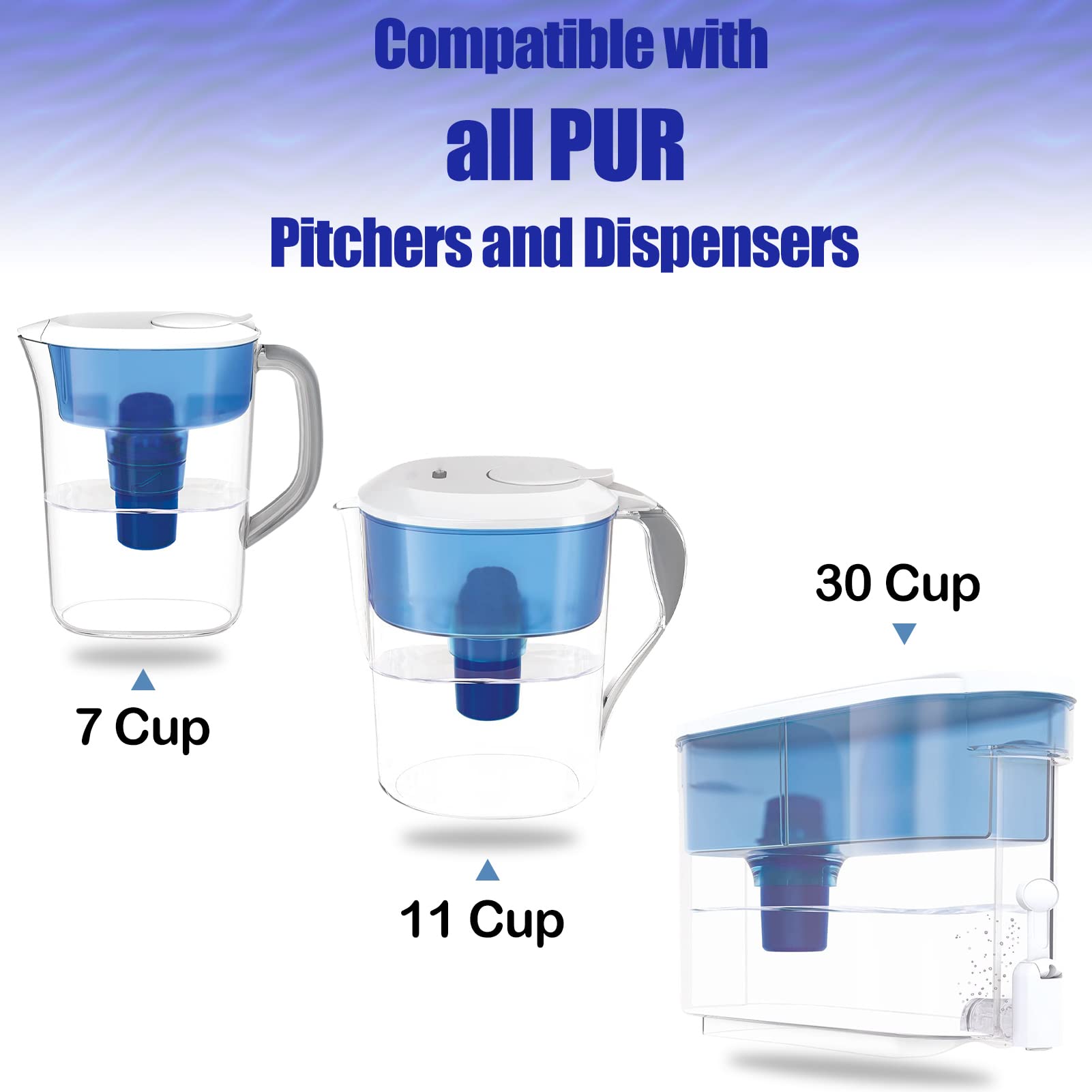 4-Pack PPF900Z Water Filter Replacement for All PUR® Pitchers & Dispensers Filtration Systems, NSF Certified, Blue