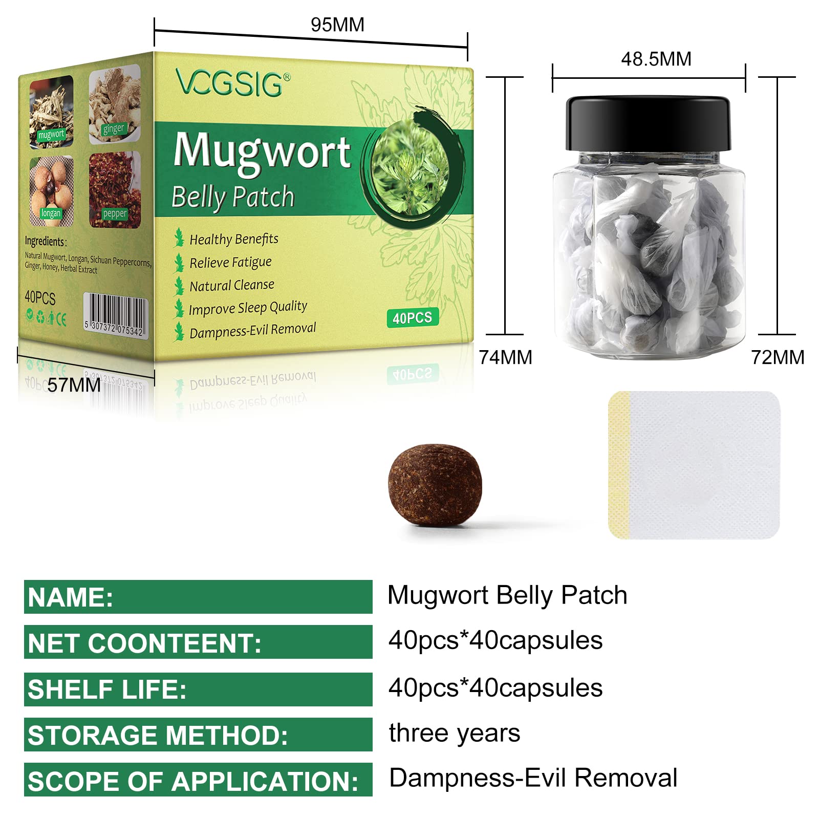 40Pcs Mugwort Navel Sticker, Natural Wormwood Essence Pills, Moxibustion Belly Button, Belly Button Care for Men Women
