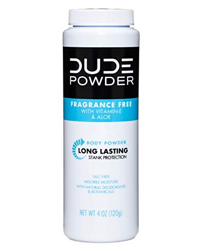 DUDE Body Powder - Fragrance Free 4 Ounce (3 Bottle Pack) Natural Deodorizers With Chamomile & Aloe, Talc Free Formula, Corn-Starch Based Daily Post-Shower Deodorizing Powder for Men