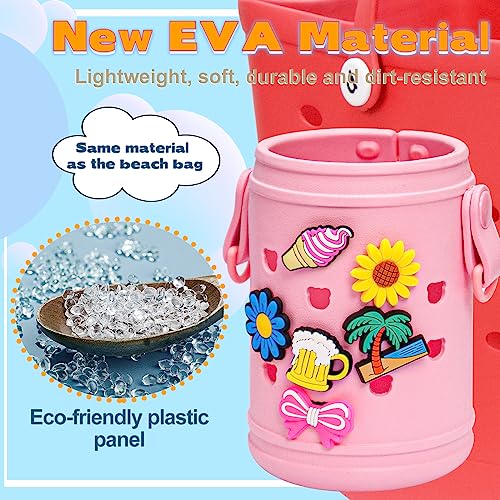 Bear Cup Holder Compatible with Bogg Bags Drink Can Water Bottle Attachment with Cute Charm Accessory-Keep Bottles, Or Personal Items Handy with Your Tote Bag- Extra Large Size Fits Most Cups (Pink)