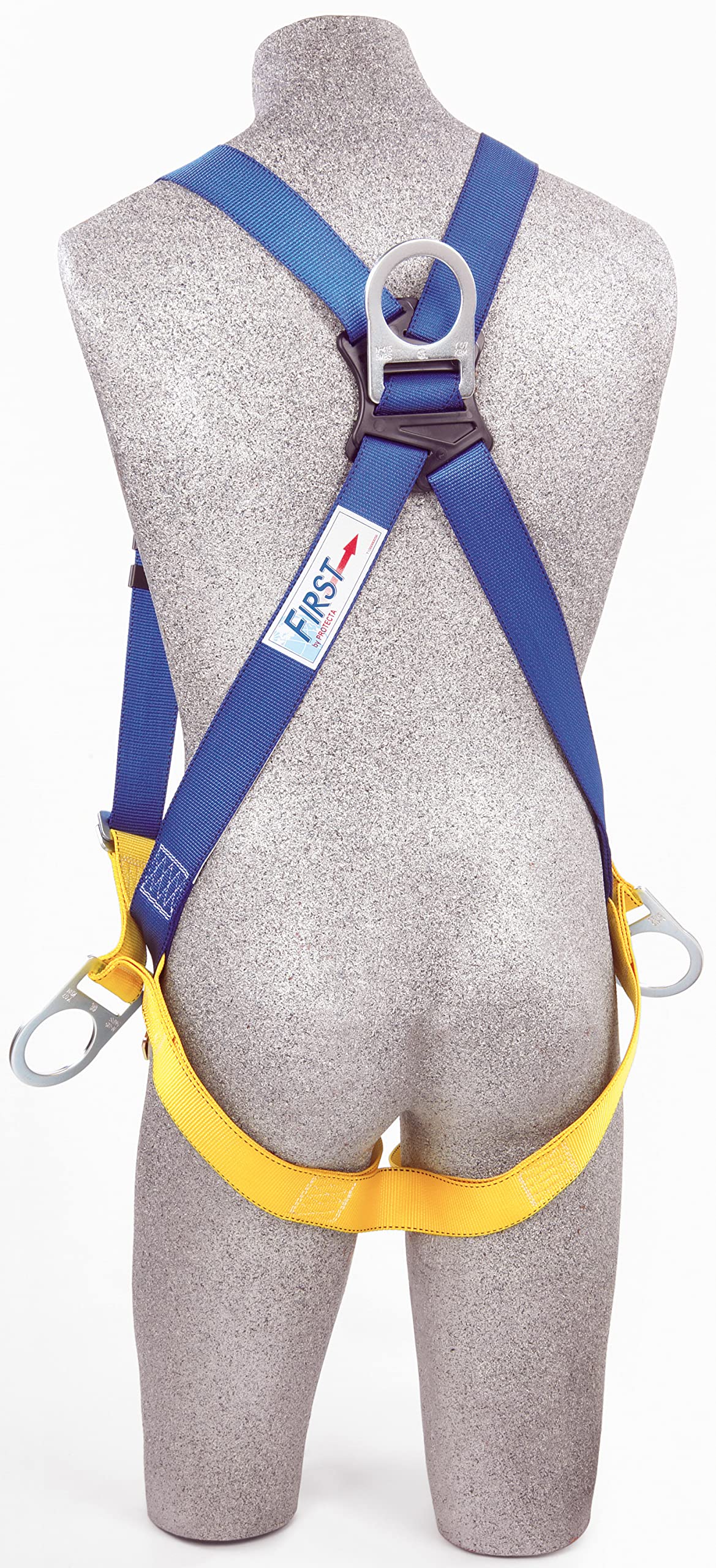 3M Protecta First AB17540 Fall Protection 5-Point Adjustment Full Body Harness With Back And Side D-Rings, Universal, 310-Pound, Blue/Yellow
