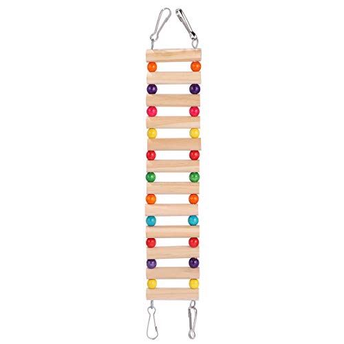 POPETPOP Bunny Toys Bird Ladder Parrot Toys - Natural Wood Step Ladder Swing Bridge for Pet Hamster Parakeet Trainning Playing Birds Cage Accessories Rabbit Toys