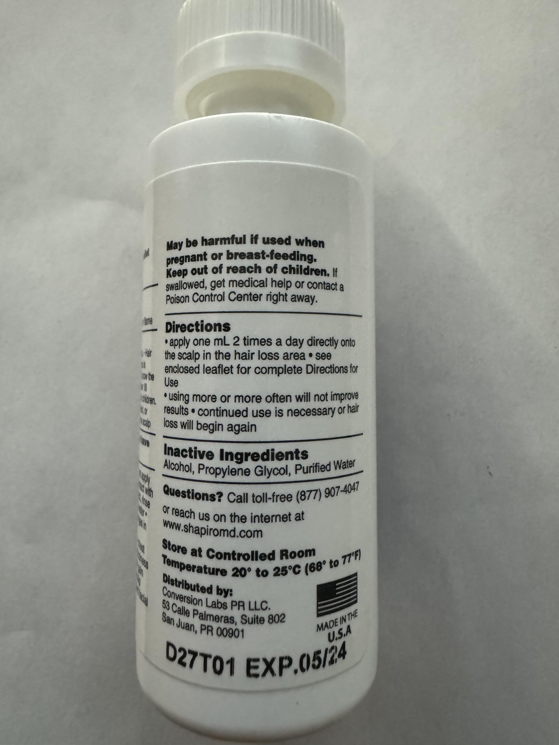Minoxidil 2% Topical Solution for Women's Hair Growth, Serum Promotes Hair Regrowth by Reactivating Hair Follicles | Shapiro MD (1 Month)