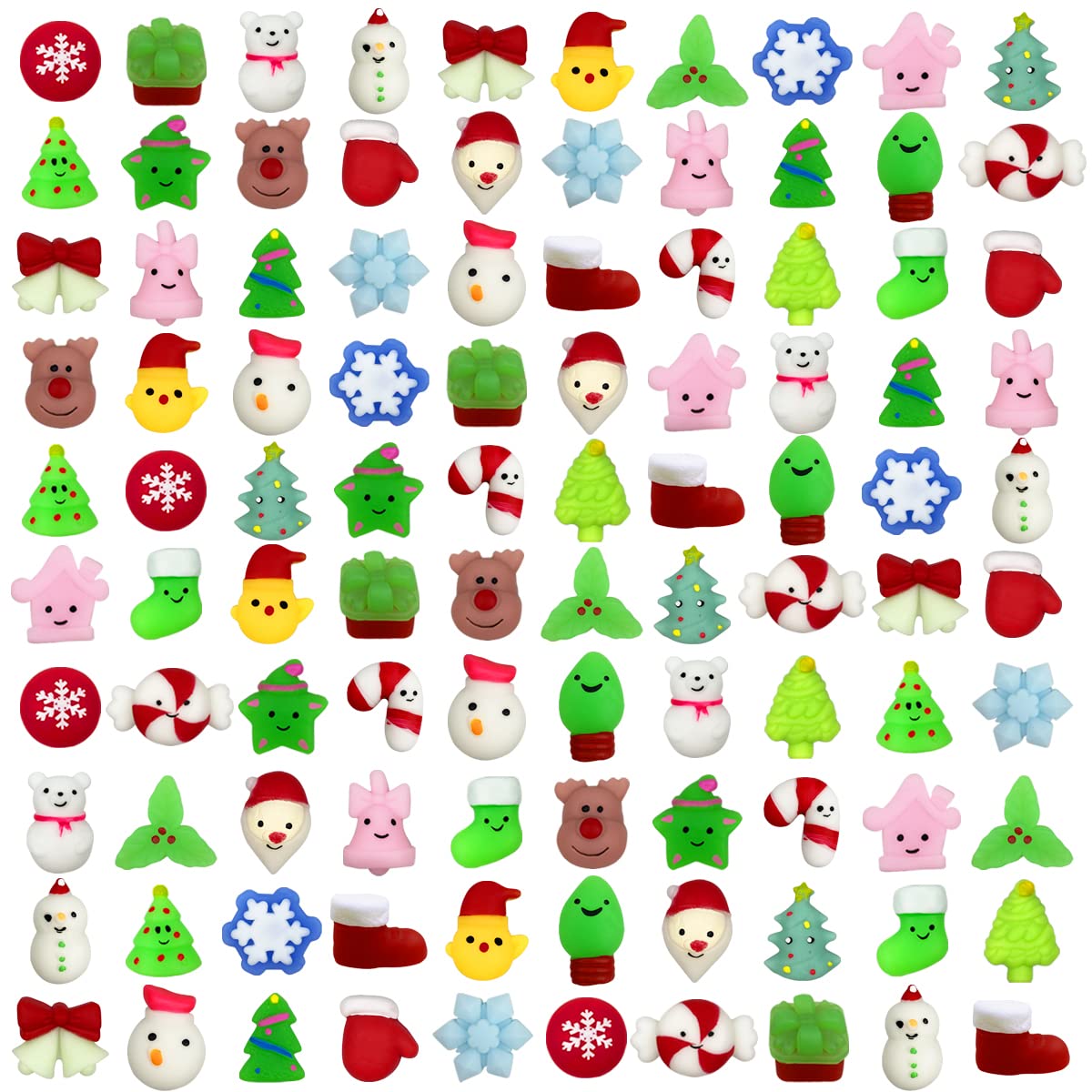 Anditoy 100 PCS Mochi Squishy Toys Kawaii Squishies Stress Relief Toys Pack for Kids Boys Girls Party Favors Birthday Gifts