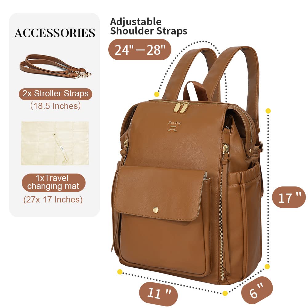 miss fong Diaper Bag Backpack Baby Diaper Bag,Leather Diaper Bag Backpack Diaper Bag Purse with 13 Pockets Diaper Bag Organizer, Changing Pad, Stroller Straps,4 Insulated Pockets