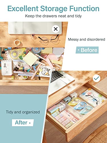 Kootek 4 Pack Large Drawer Organizer, Bathroom Drawer Organizer Trays Plastic Organizers Kitchen Utensils Silverware Gadgets Dividers Desk Storage Bins Container for Makeup Dresser Cosmetic Office