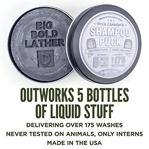 Duke Cannon Supply Co. Men's Shampoo Puck - Barrel Char No. 004, Over 175 Washes, Sulfate-Free, 4.5 oz.