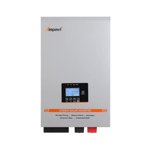 6000 Watts Hybrid Solar Inverter 48V DC to AC 120/240V Split Phase Output Built-in 100A MPPT Solar Charge Controller All-in-one Pure Sine Wave Inverter Charger Support Lead Acid Lithium Gel Battery