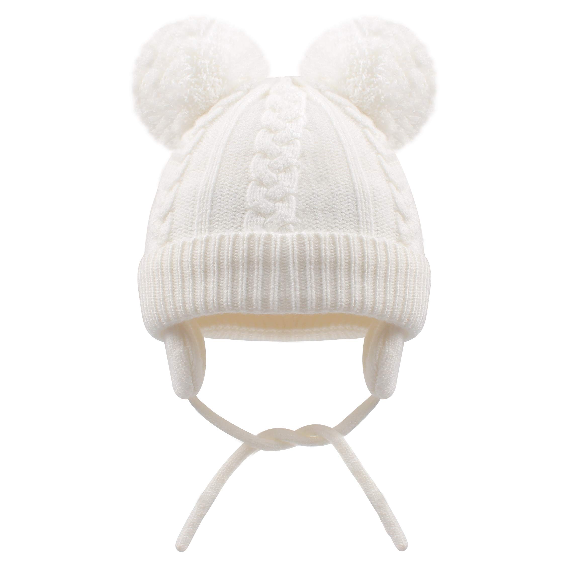 Duoyeree Baby Beanie with Pom-pom Ears Newborn Earflap Hat for Toddler Boys Girls
