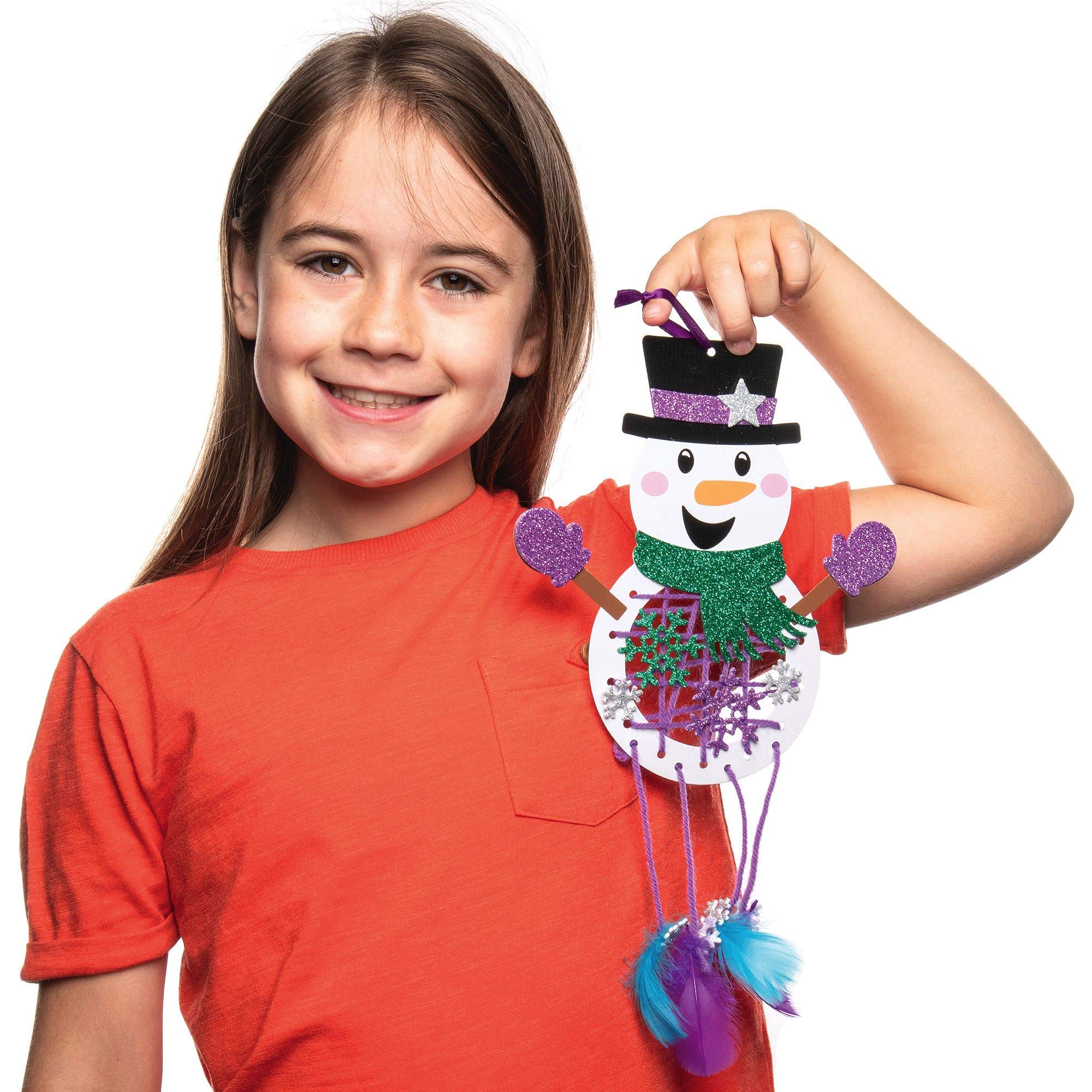 Baker Ross AX515 Snowman Dream Catcher Kit - Pack of 4, Creative Christmas Art and Craft Supplies for Kids to Make, Decorate and Display