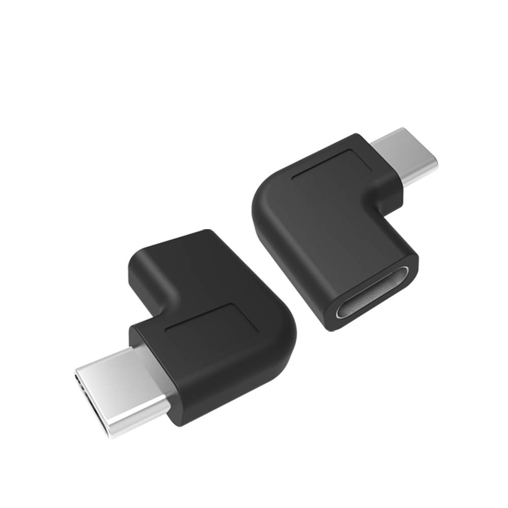 rgzhihuifz Type-C Right Angle Adapter,Type-C Male to Type-C Female Adapter, 2-Pack,90 Degree Type C Adapter,Right & Left Angled 90 Degree Type-C Extension Adapter for Laptop & Tablet & Mobile Phone