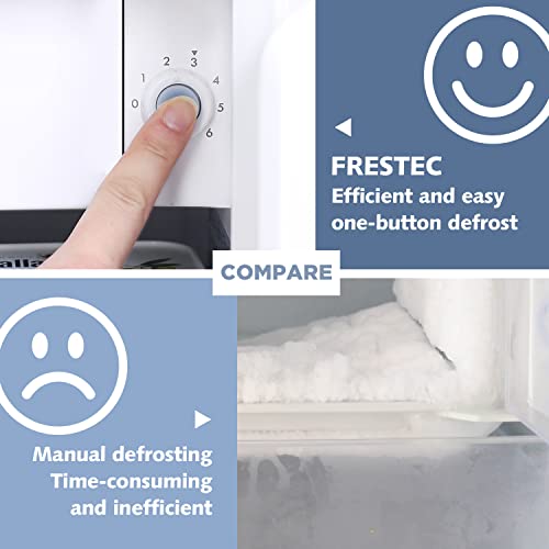 Frestec 1.6 Cu.Ft Mini Fridge for Bedroom, Mini Refrigerator with freezer, Dorm Fridge with Freezer, Reversible Door Perfect for Room and Office, Adjustable Temperature(without Handle, Silver)