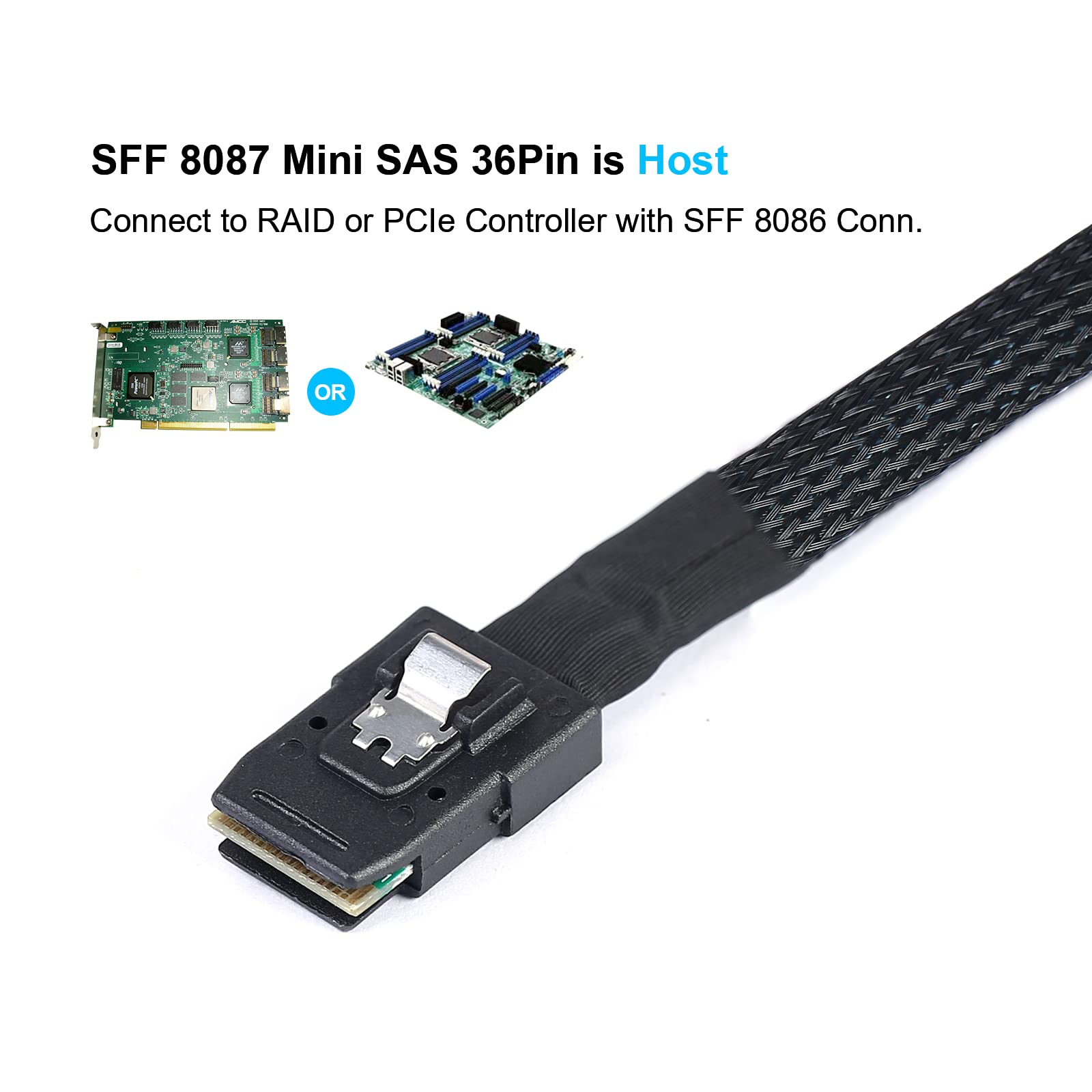 ADCAUDX 2Pack Mini SAS to SATA Cable: 0.5M SFF-8087 to SATA Mini SAS Breakout Cable SFF8087 to SATA Mini-SAS to SATA SAS to SATA Breakout(1.6FT)