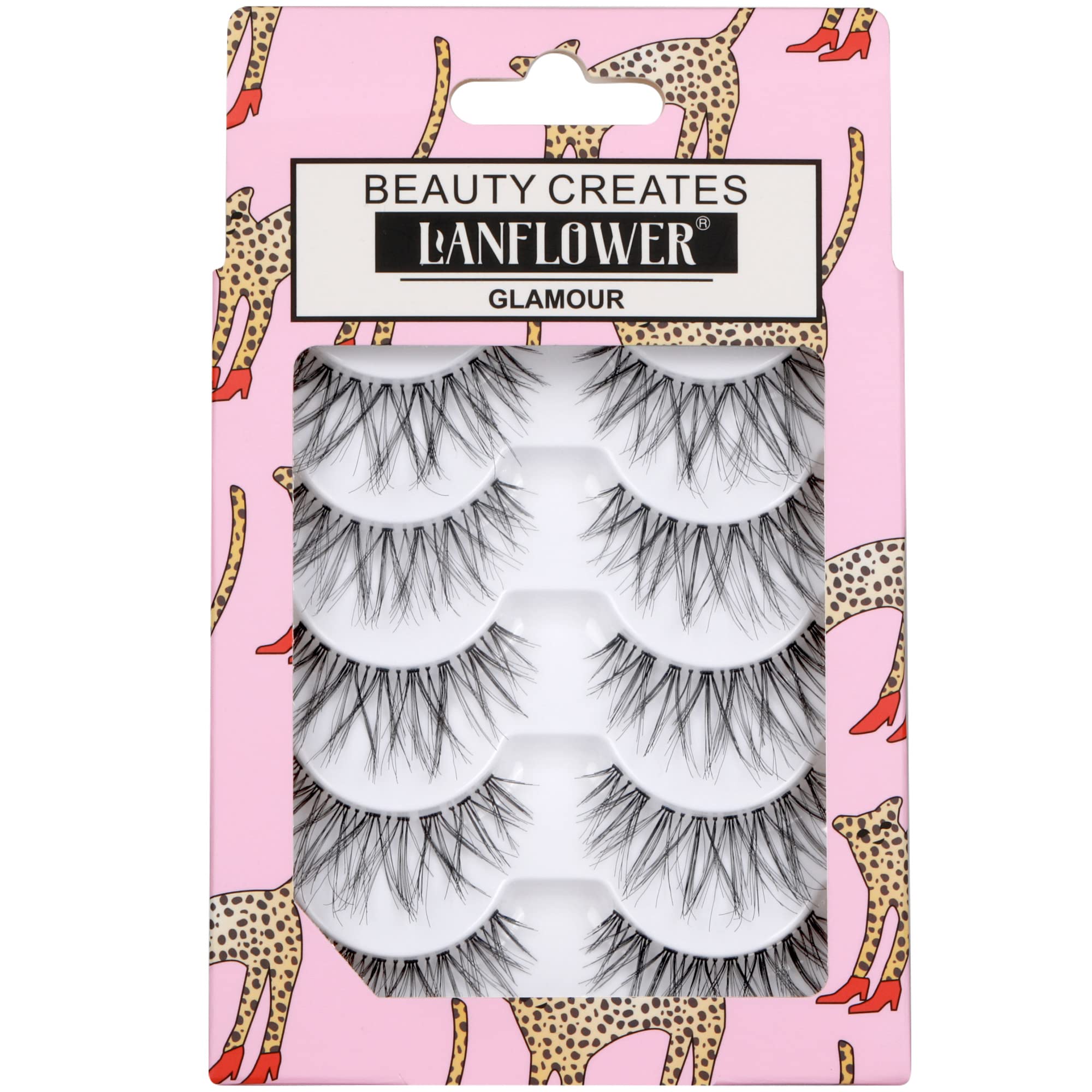 False Eyelashes Glamour Fake Lashes Reusable 100% Handmade (5 Pairs)