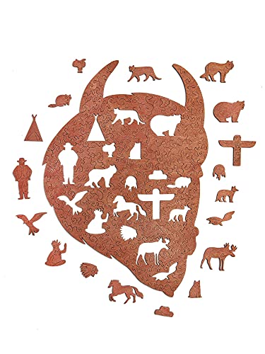 Wooden Jigsaw Puzzles for Adults and Kids Unique Shaped Jigsaw Puzzles Premium Gift Box - American Buffalo EAGLEWOOD