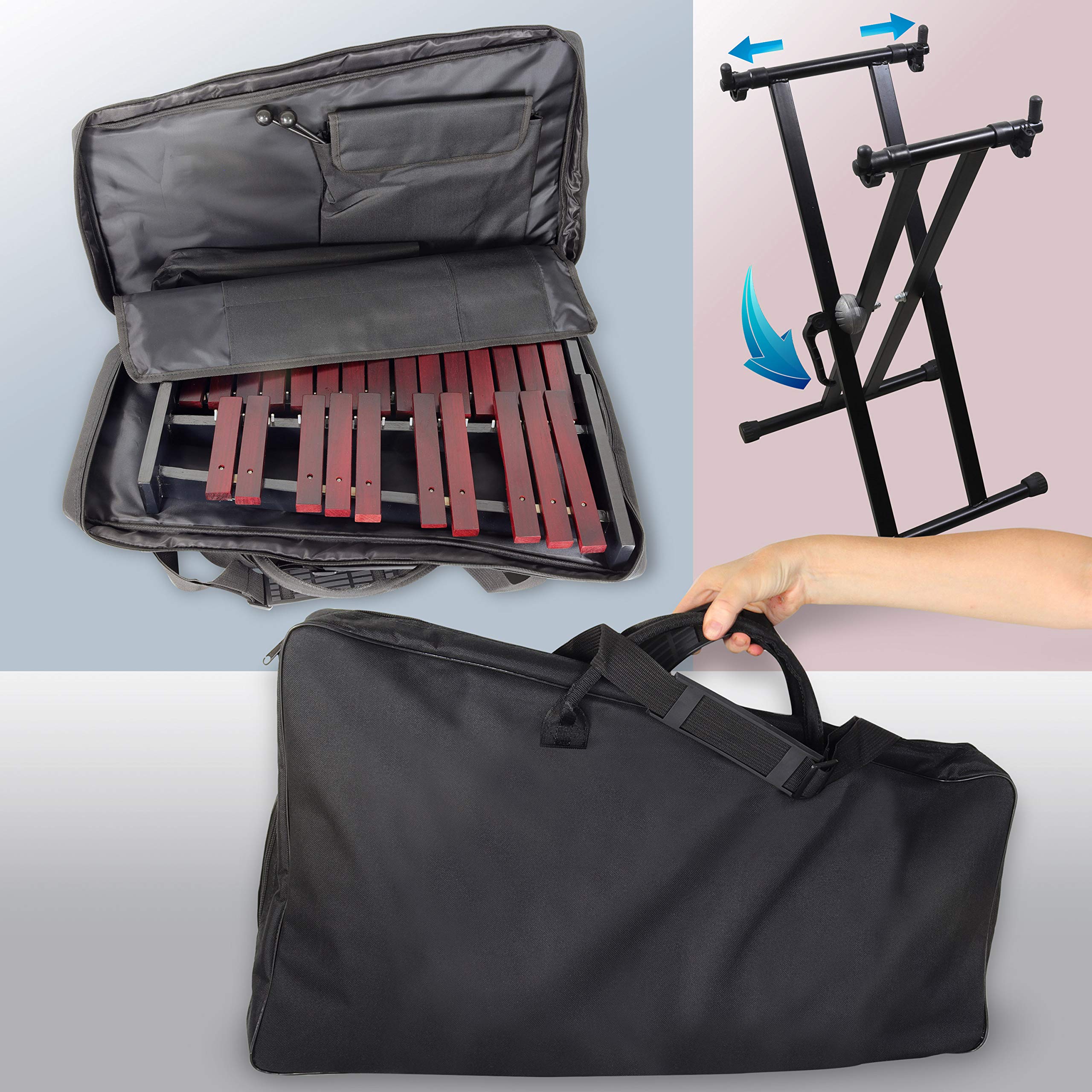 25 Note Wooden Xylophone with Stand - Professional Percussion Instrument for Adults