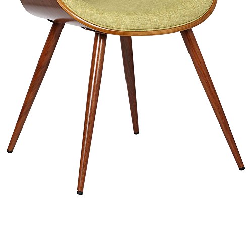 Armen Living Butterfly Mid Century Modern Dining Chair For Kitchen Office Desk Vanity in Green Fabric Upholstery and Walnut Wood Finish