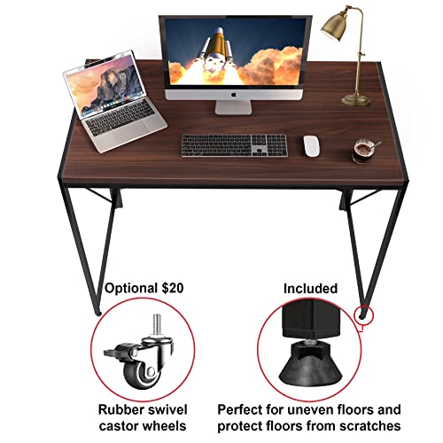 40 Inch Work Desk,Portable Folding Computer Desk,Home Office Desk,Study Writing Table,Gaming Desk Office Desk,Waterproof desk top, Easy Assemble Sturdy Home Office Table with Headphone Hook-BrownBrown