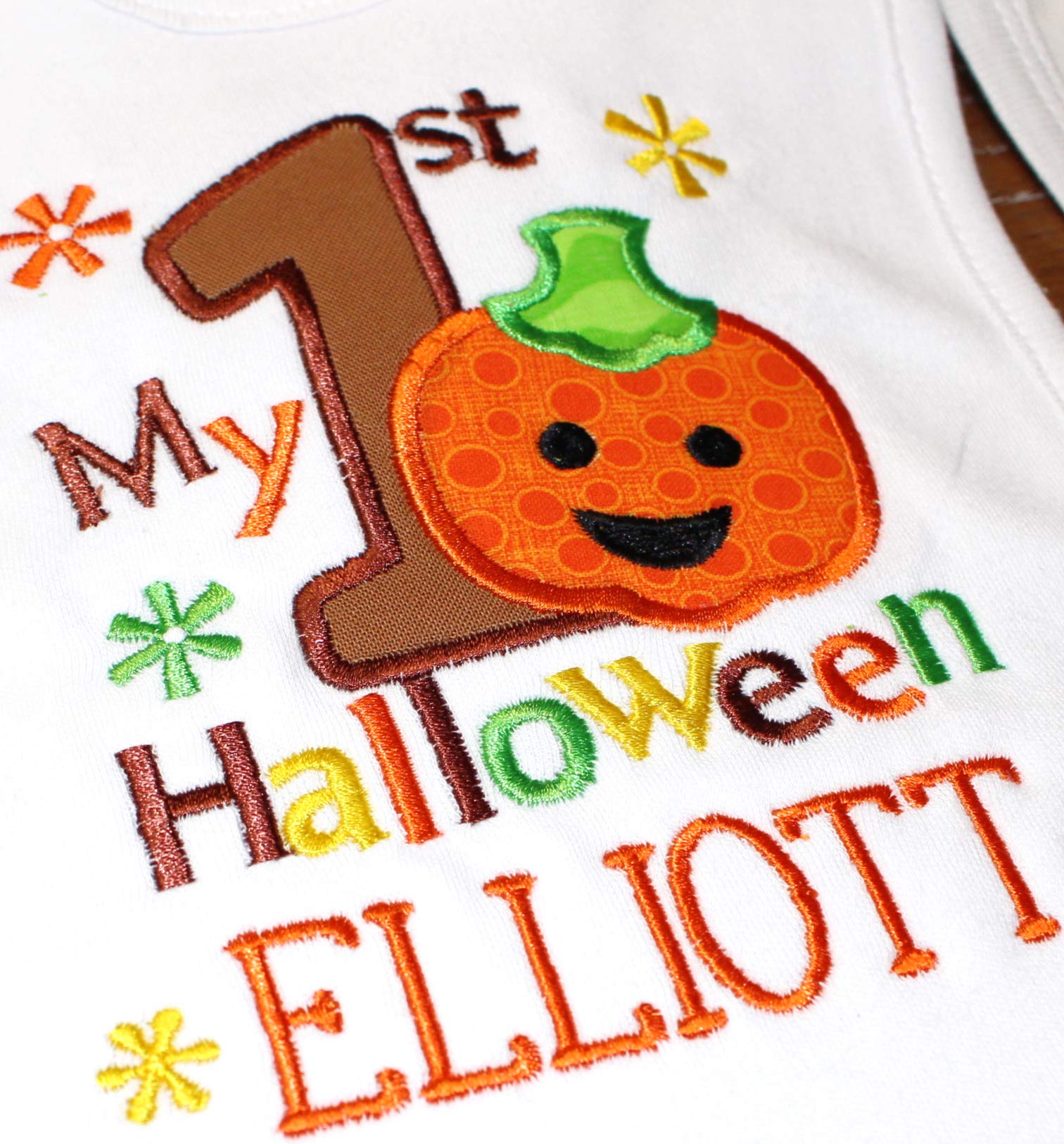 Fantasy Kids Designs First Halloween Bib Baby Unisex Bib Personalized with Custom Name (White Bib)