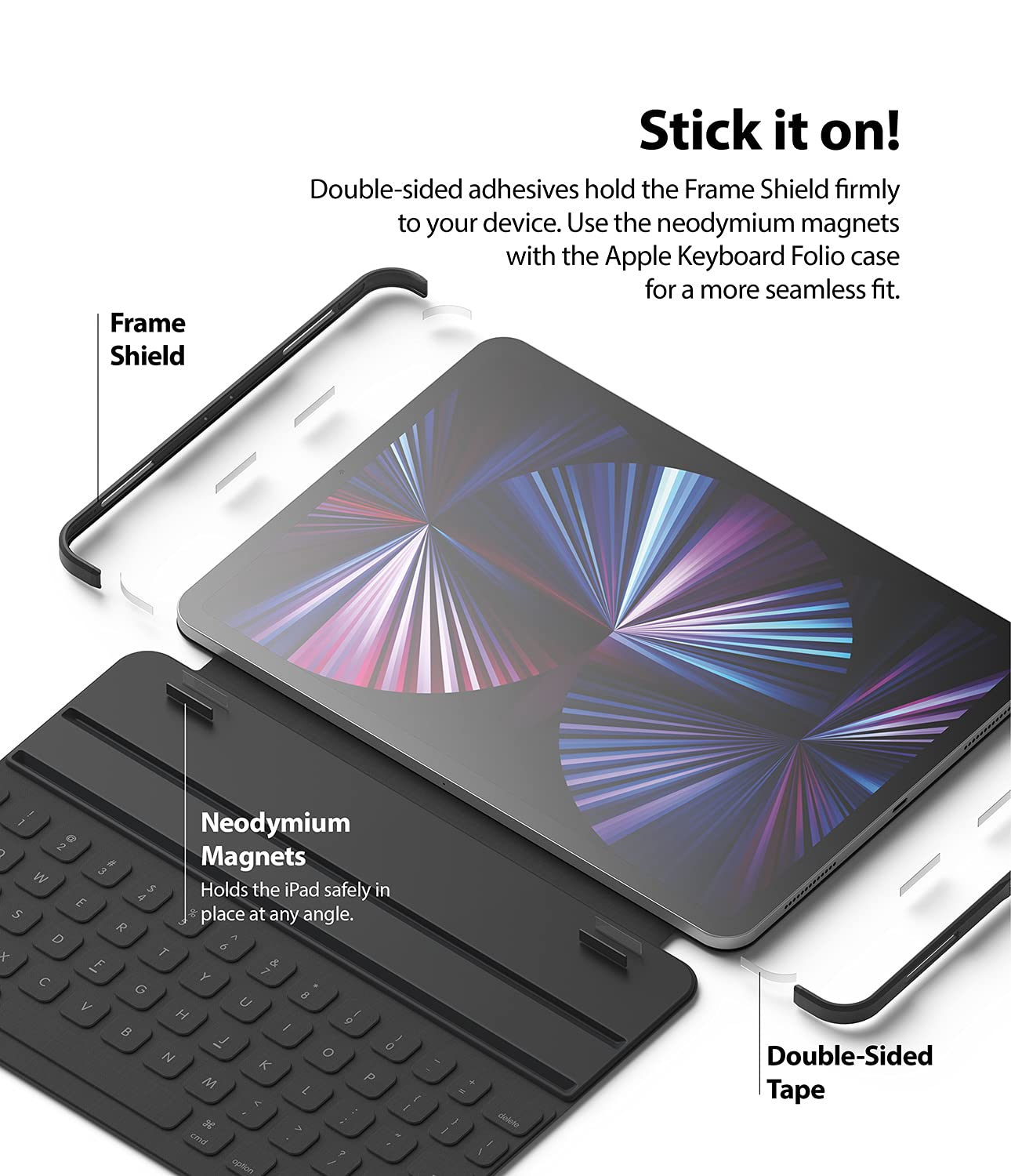 Ringke Frame Shield Designed for iPad Pro 11 2021 Keyboard Case (11-inch, 3rd Generation) - Matte Black