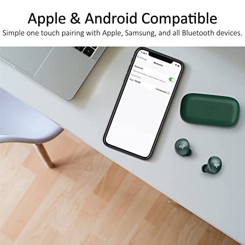 iLuv myBuds Wireless Earbuds, Bluetooth 5.3, Built-in Microphone, 20 Hour Playtime, IPX6 Waterproof Protection, Compatible with Apple & Android, Includes Charging Case & 4 Ear Tips, TB100 Dark Green