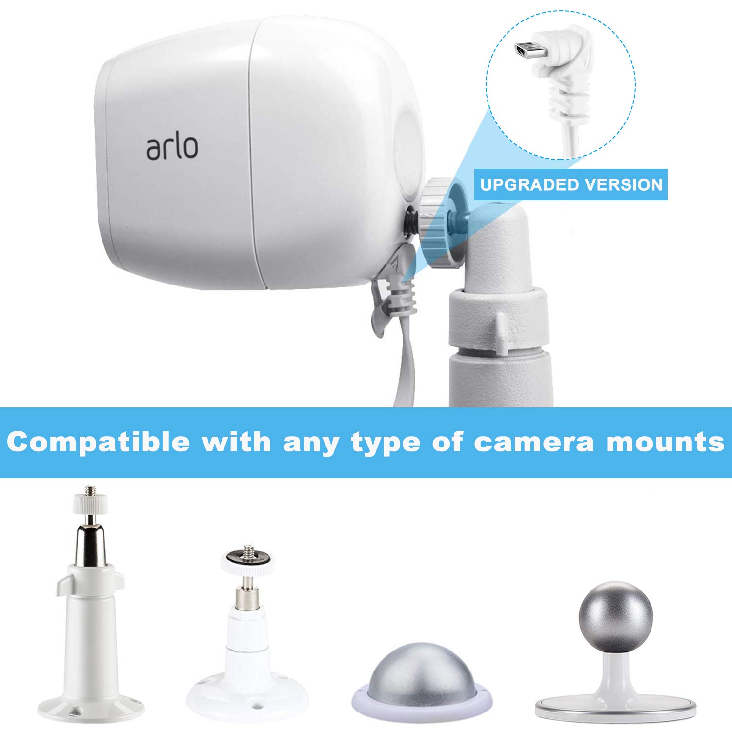 40 Feet Weatherproof Arlo Outdoor Power Adapter for Arlo Pro, Taken Power Cable and Quick Charge 3.0 Charging Adapter Compatible with Arlo Pro, Arlo Pro 2, Arlo Go, 1 Set, White