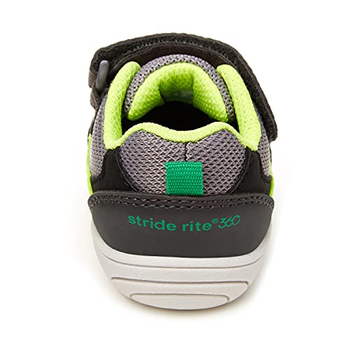 Stride Rite 360 Infant and Toddler Boys Gogo First Walker Shoe, Grey/Neon, 4 Toddler