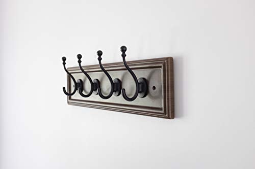 Hickory Hardware Cottage Collection Coat Rack/Hook Rail 4 Coat and Hat Hooks 20 Inch Long Medium Wood Grain with Vintage Bronze Finish