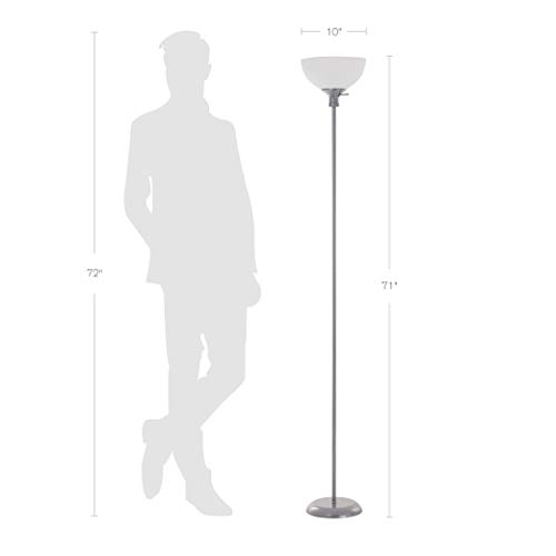 Catalina 20641-000 Traditional 3-Way Metal Torchiere Floor Lamp with White Plastic Shade, Silver Classic