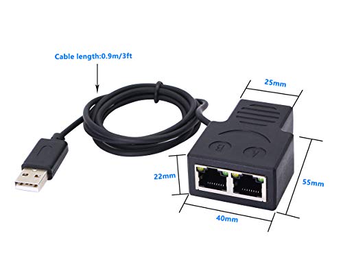 SinLoon RJ45 Splitter Adapter Ethernet Cable Splitter, RJ45 Network Extension Connector,Two Devices Share The Internet at The Same Time,for Router TV Box Camera PC Lapop(1PCS)