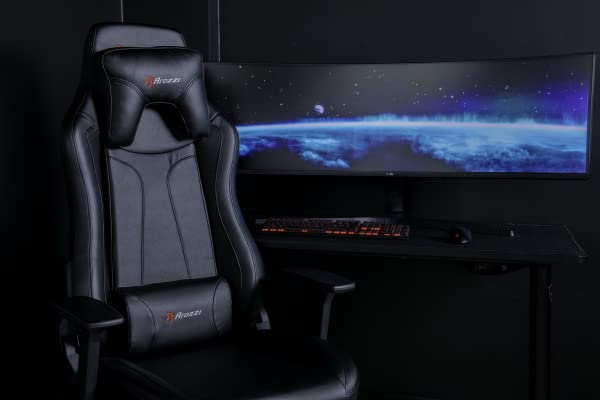 Arozzi - Vernazza Premium PU Leather Ergonomic Gaming/Office Chair with High Backrest, Recliner, Swivel, Tilt, Rocker, Adjustable Height & Adjustable Lumbar & Neck Support - Black - Red Accents